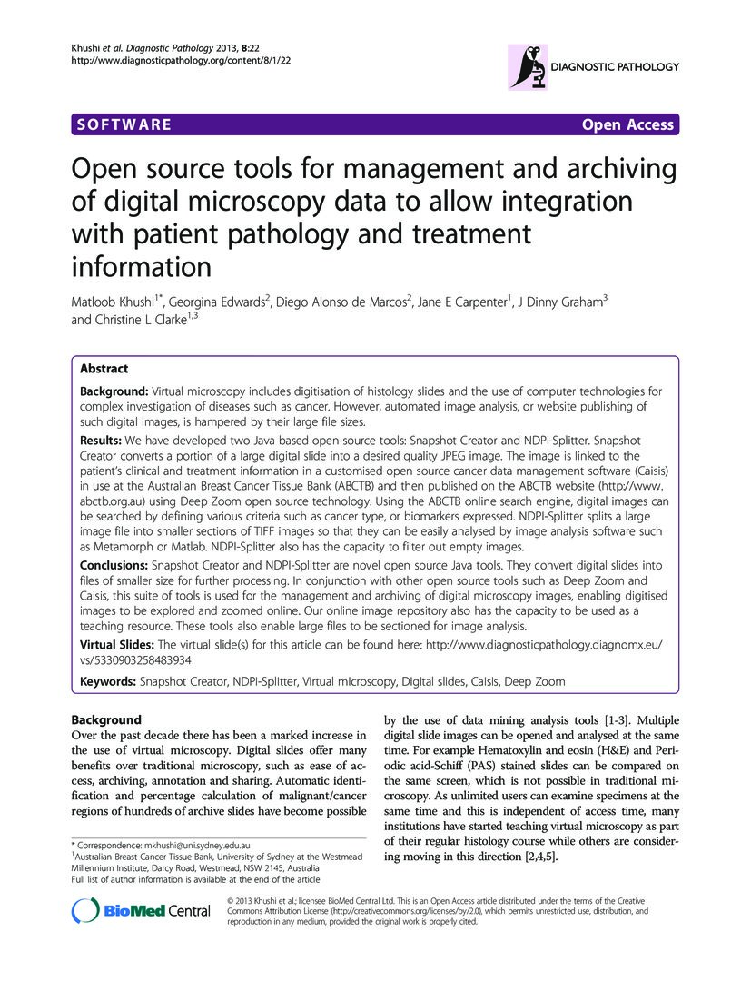Open Source Tools For Management And Archiving Of Digital Microscopy Data To Allow Integration