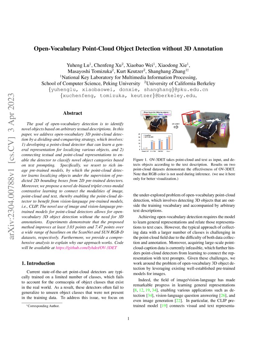 Open Vocabulary Point Cloud Object Detection Without 3d Annotation Deepai
