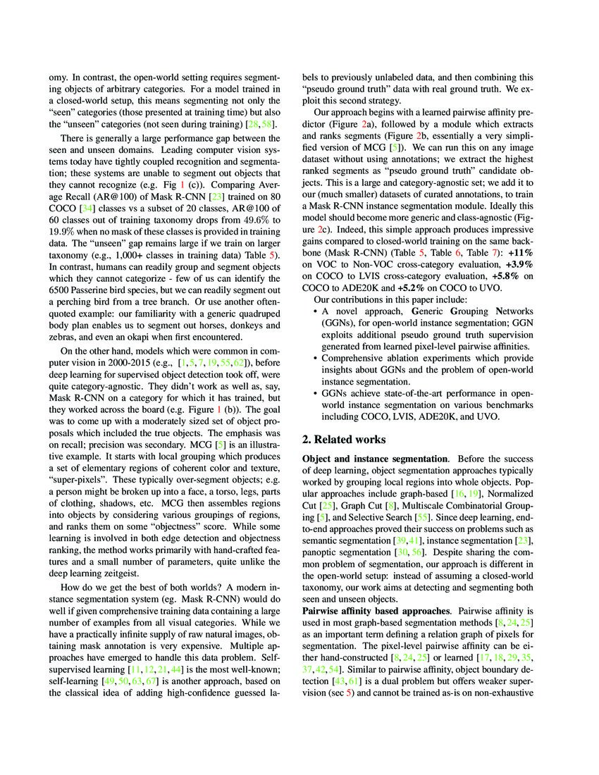 Open World Instance Segmentation Exploiting Pseudo Ground Truth From Learned Pairwise Affinity 