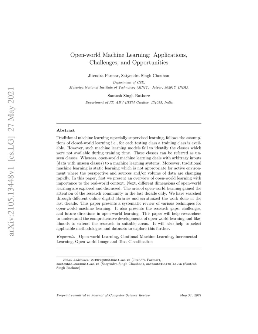 Open-world Machine Learning: Applications, Challenges, and ...