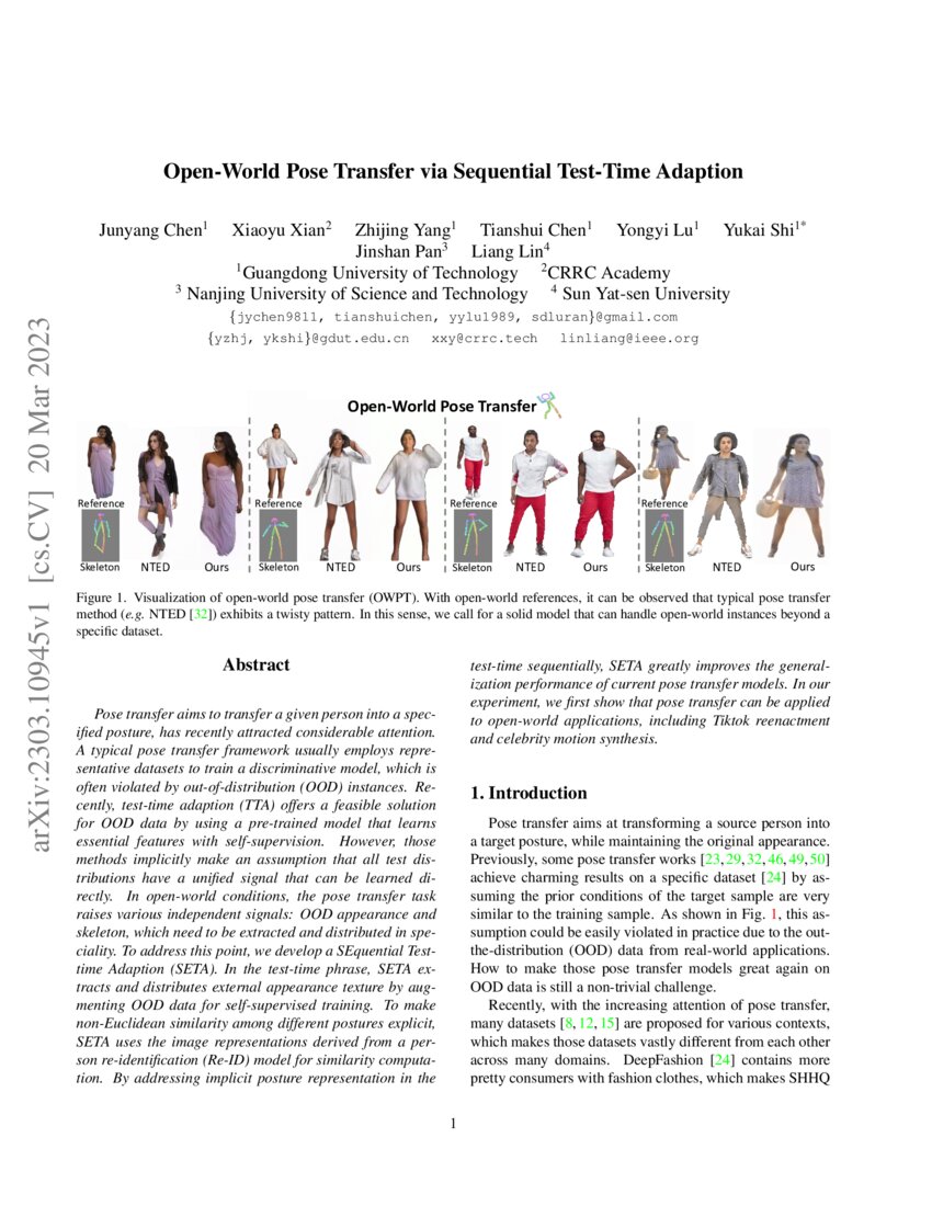 Open World Pose Transfer Via Sequential Test Time Adaption Deepai