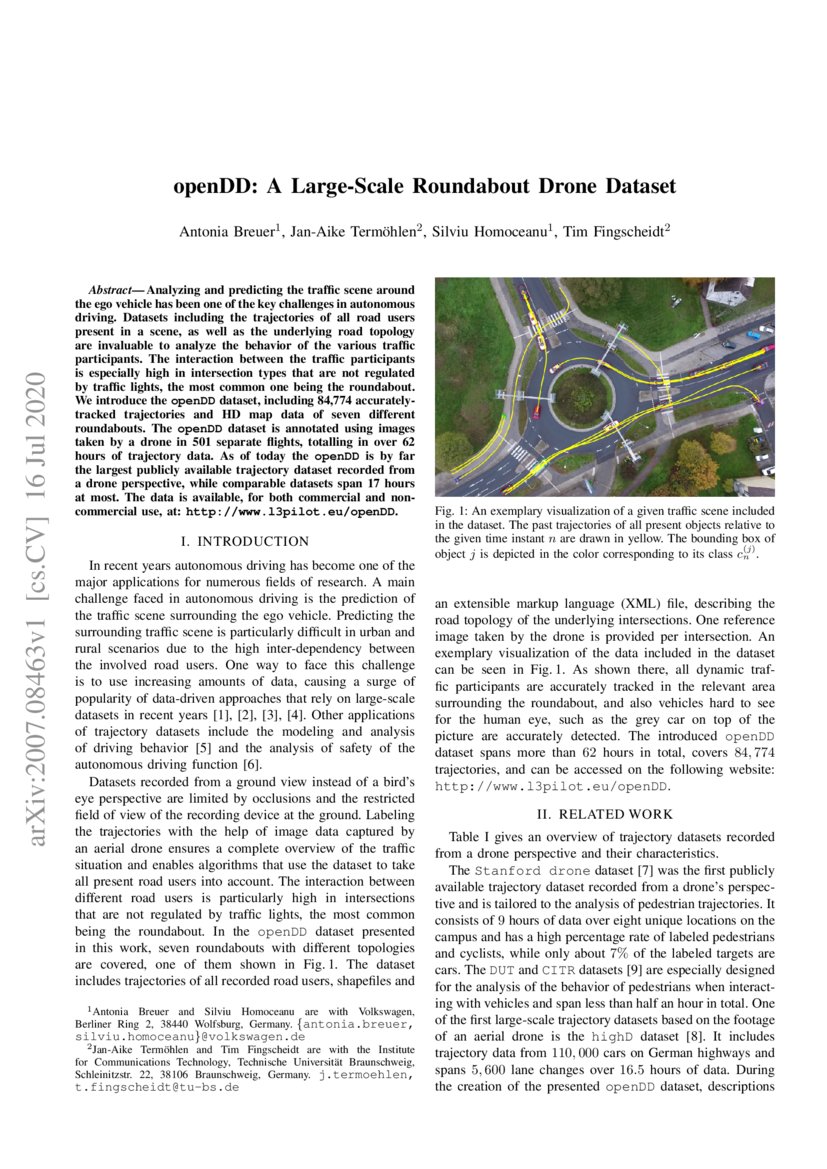 openDD: A Large-Scale Roundabout Drone Dataset | DeepAI