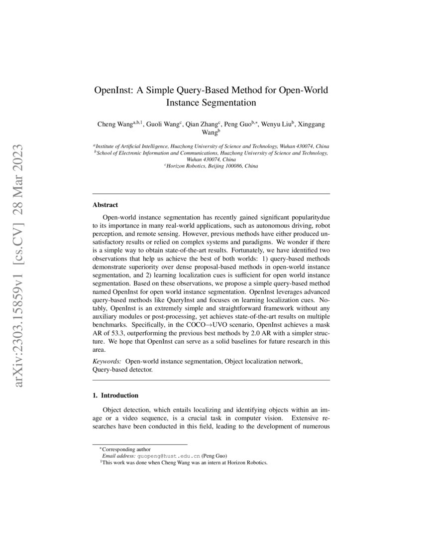 Openinst A Simple Query Based Method For Open World Instance Segmentation Deepai