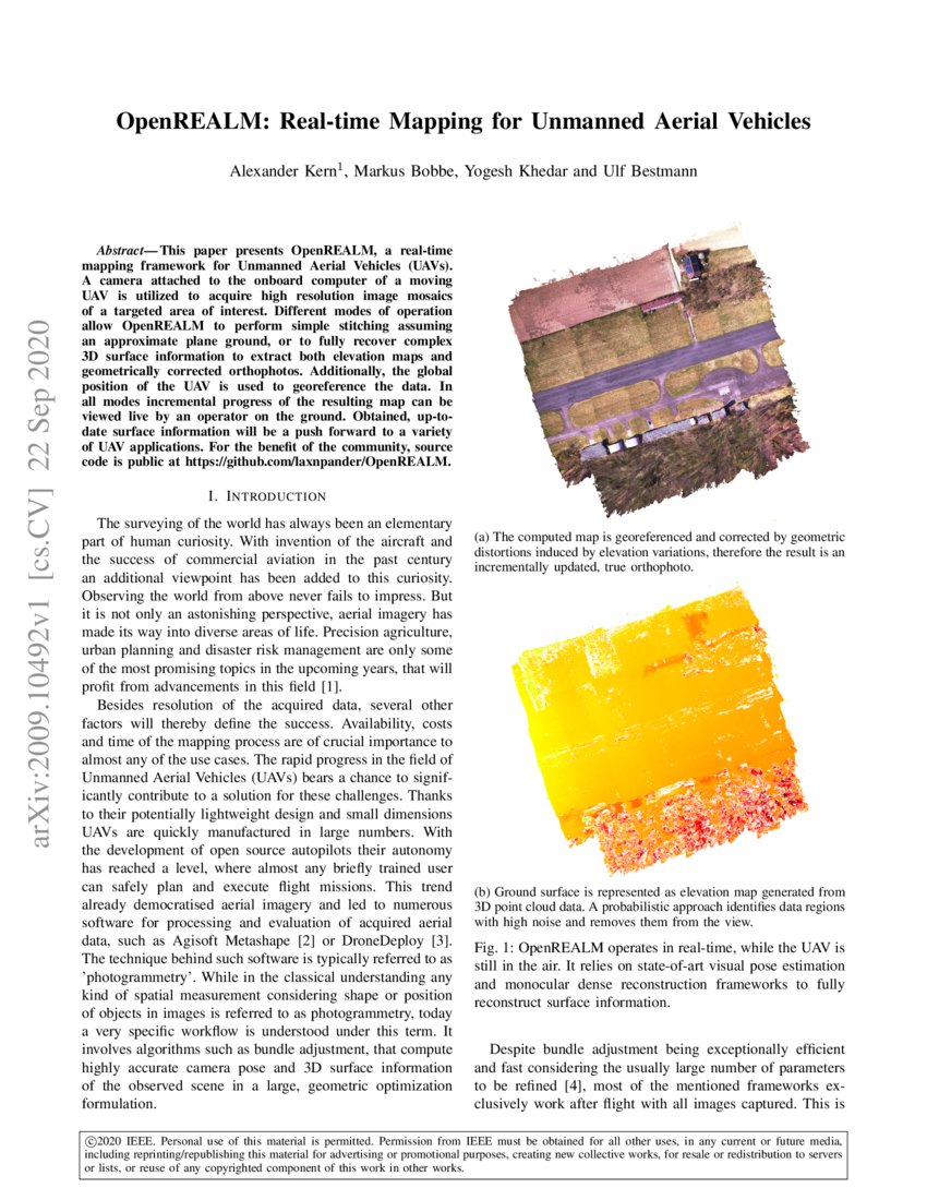 OpenREALM: Real-time Mapping for Unmanned Aerial Vehicles | DeepAI