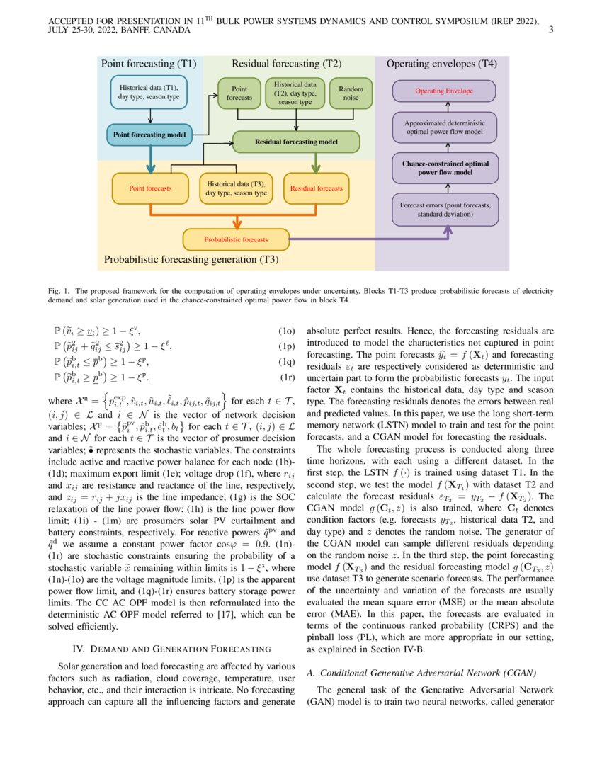 Operating Envelopes under Probabilistic Electricity Demand and Solar Generation Forecasts | DeepAI