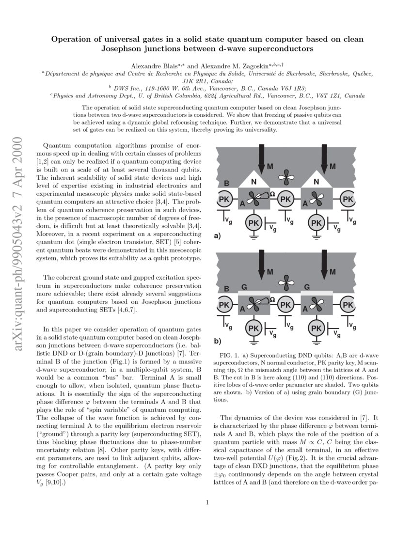 Operation of universal gates in a DXD superconducting solid state ...