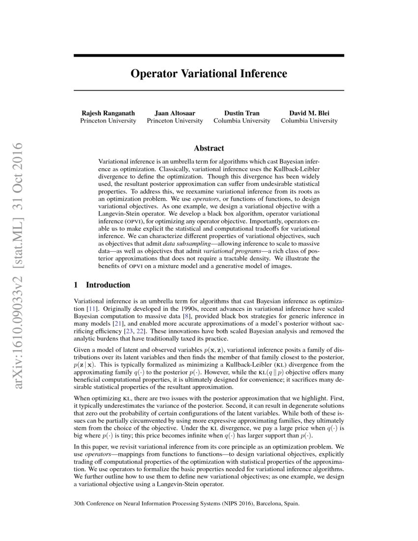 Operator Variational Inference | DeepAI