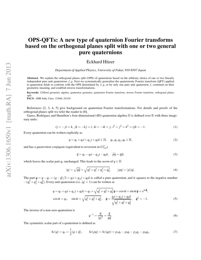 OPS-QFTs: A new type of quaternion Fourier transforms based on the orthogonal planes split with ...