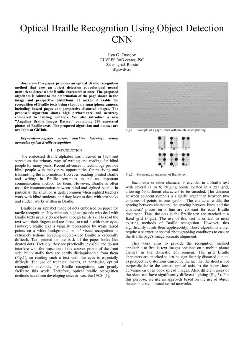 Optical Braille Recognition Using Object Detection Cnn Deepai
