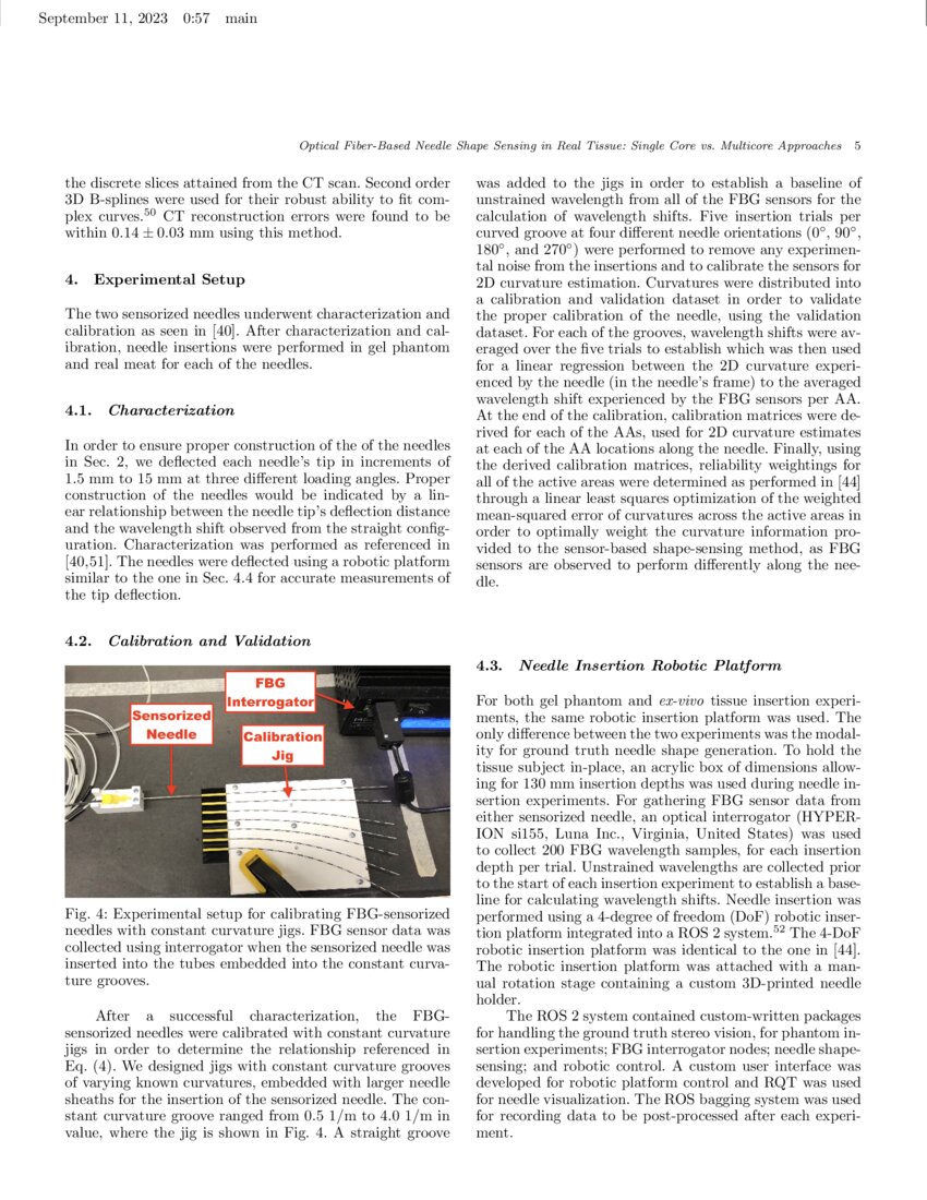 Optical Fiber-Based Needle Shape Sensing in Real Tissue: Single Core vs. Multicore Approaches ...