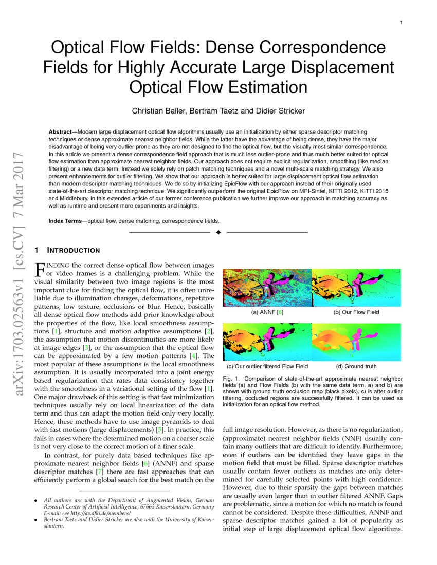 Optical Flow Fields: Dense Correspondence Fields for Highly Accurate Large Displacement Optical ...