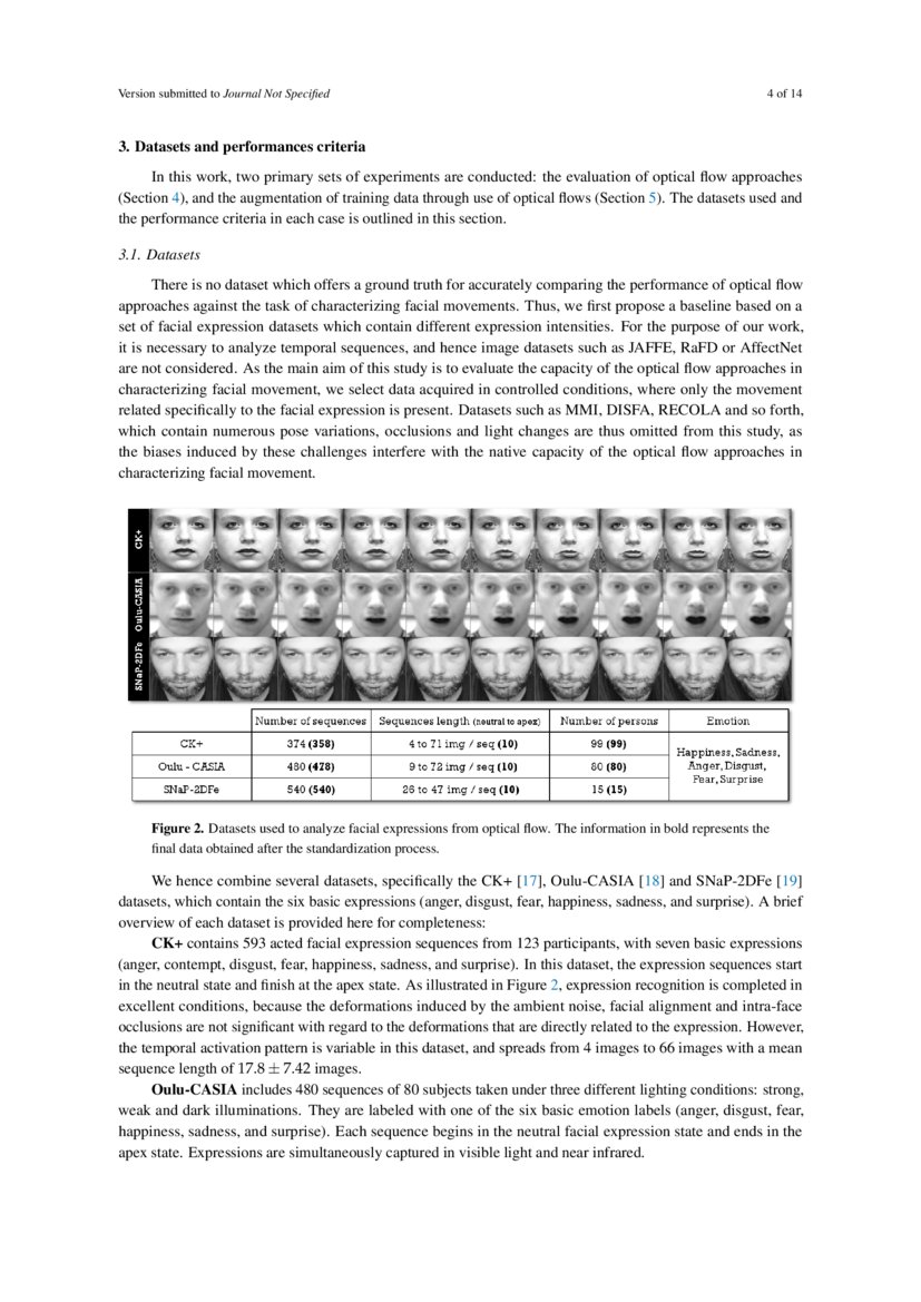 Optical Flow Techniques for Facial Expression Analysis: Performance Evaluation and Improvements ...