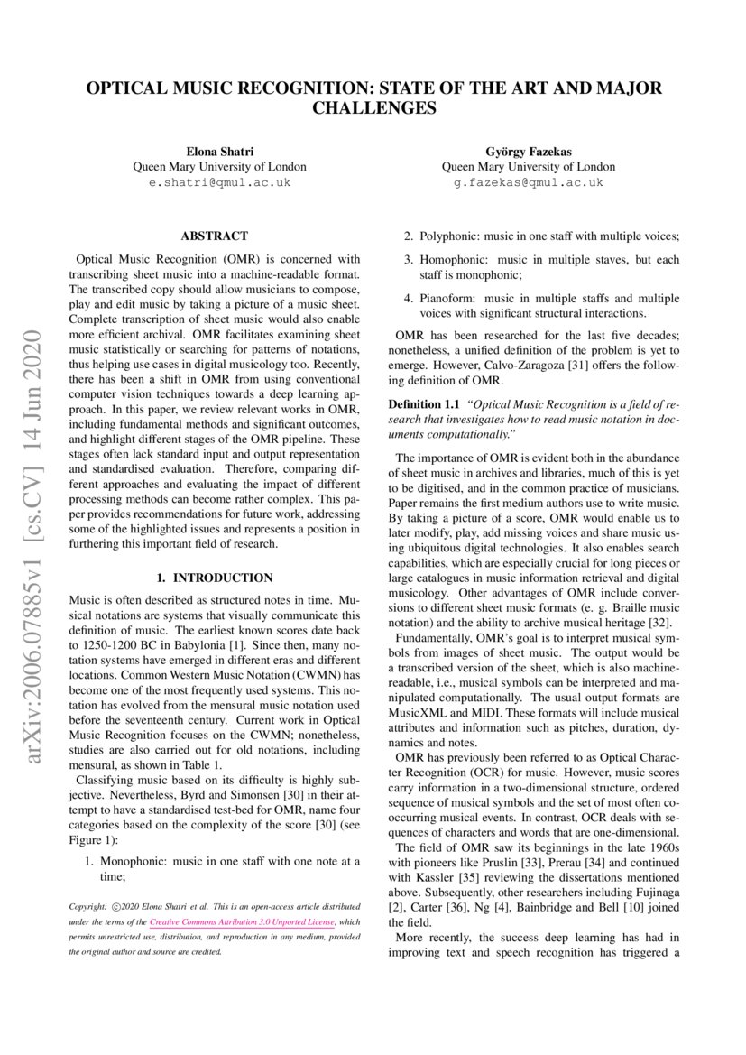 Optical Music Recognition: State of the Art and Major Challenges | DeepAI