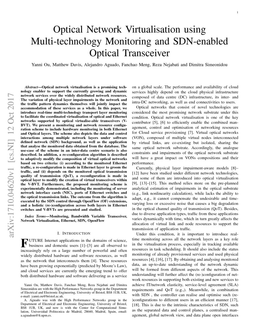 Optical Network Virtualisation using Multi-technology Monitoring and ...