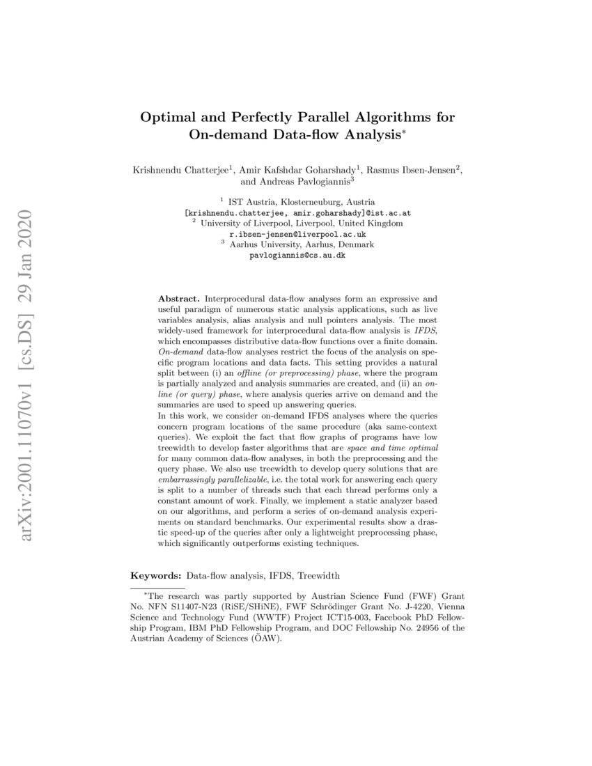 Optimal And Perfectly Parallel Algorithms For On Demand Data Flow Analysis Deepai