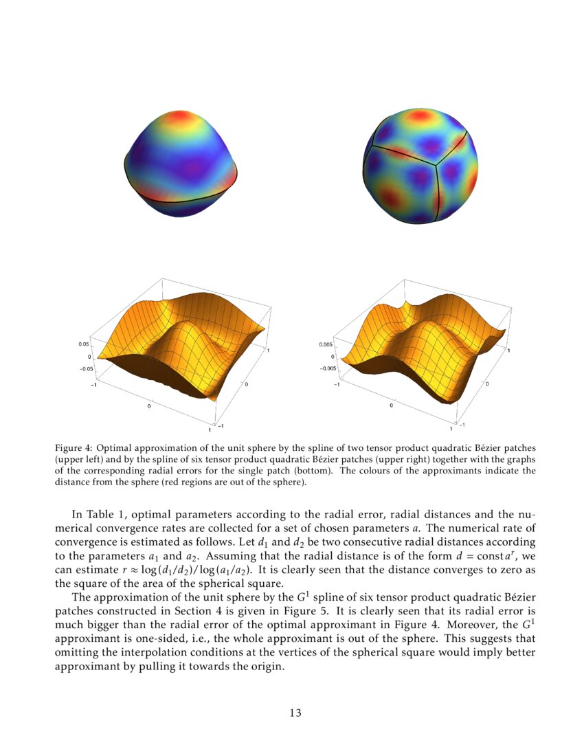 Optimal approximation of spherical squares by tensor product quadratic Bézier patches | DeepAI