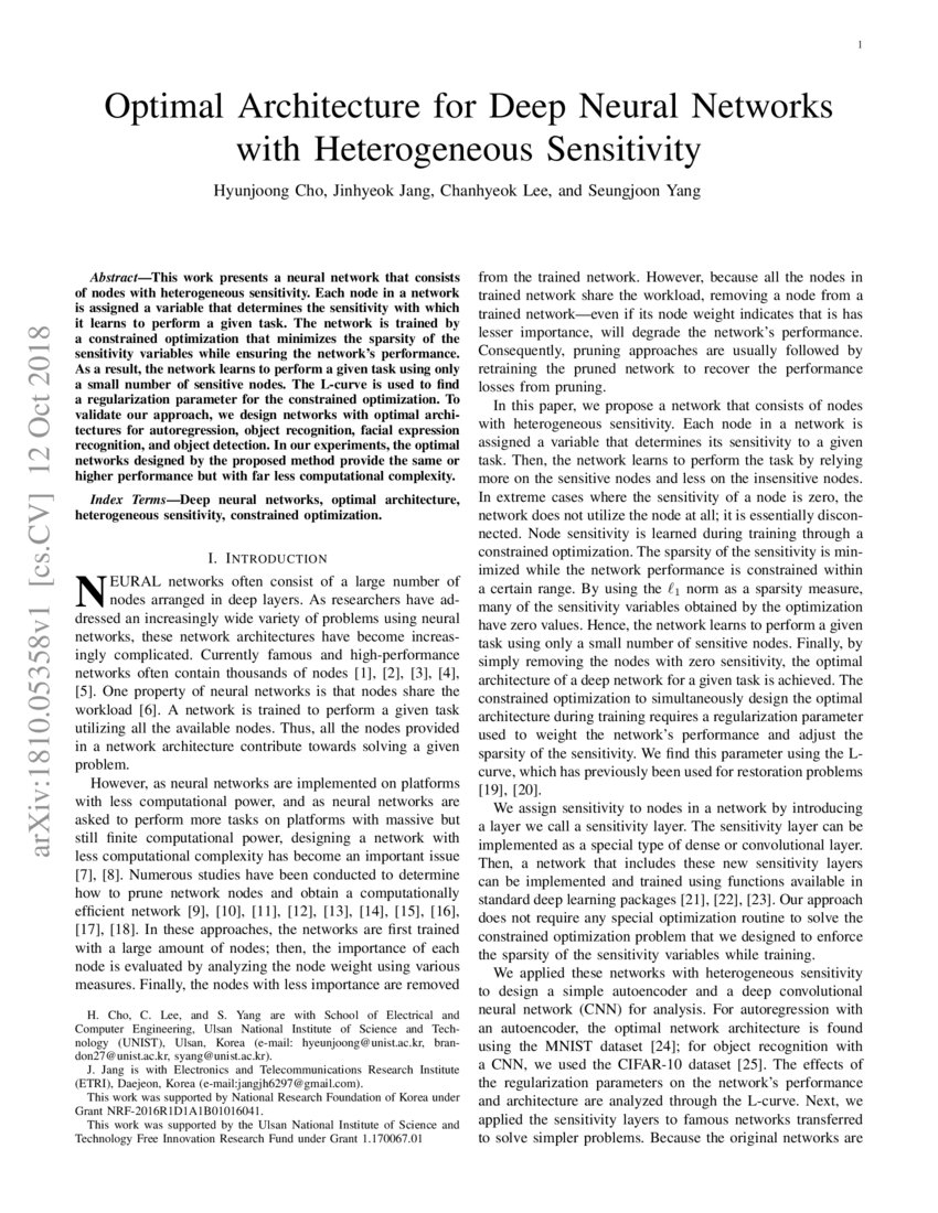 Optimal Architecture for Deep Neural Networks with Heterogeneous Sensitivity | DeepAI