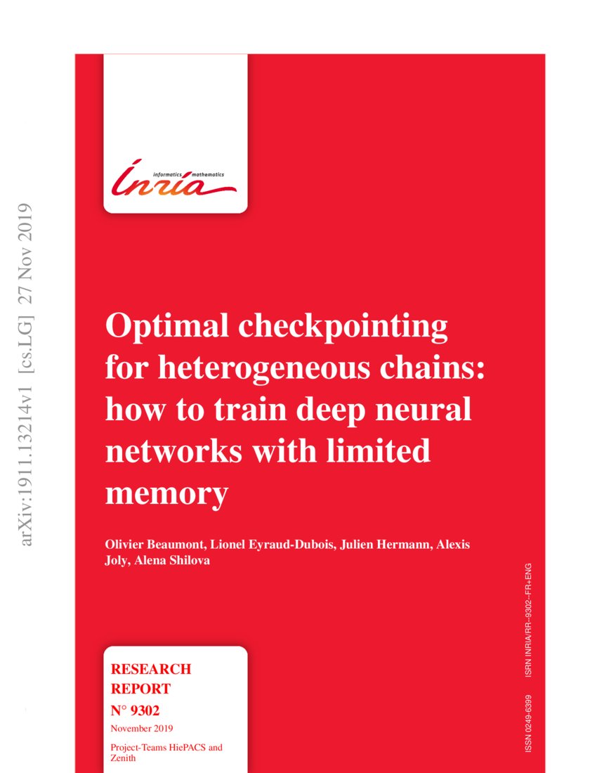 Optimal checkpointing for heterogeneous chains: how to train deep neural networks with limited ...