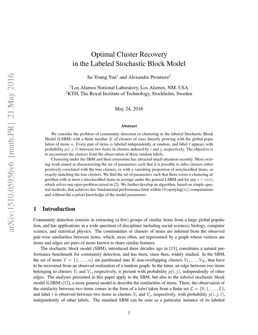 Optimal Cluster Recovery in the Labeled Stochastic Block Model | DeepAI
