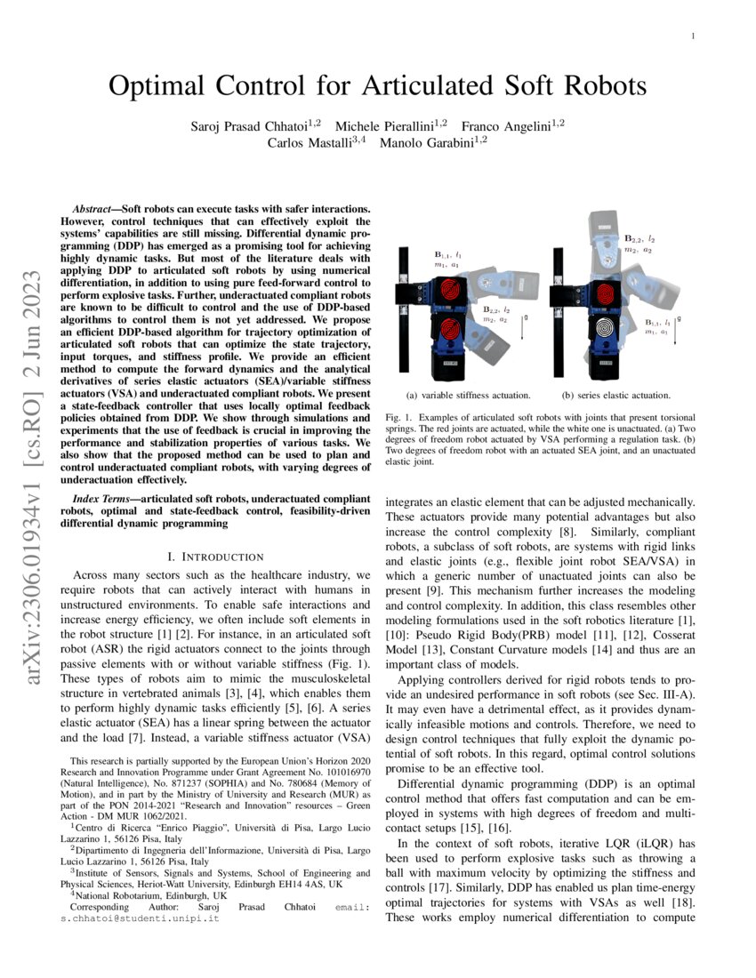 Optimal Control for Articulated Soft Robots | DeepAI