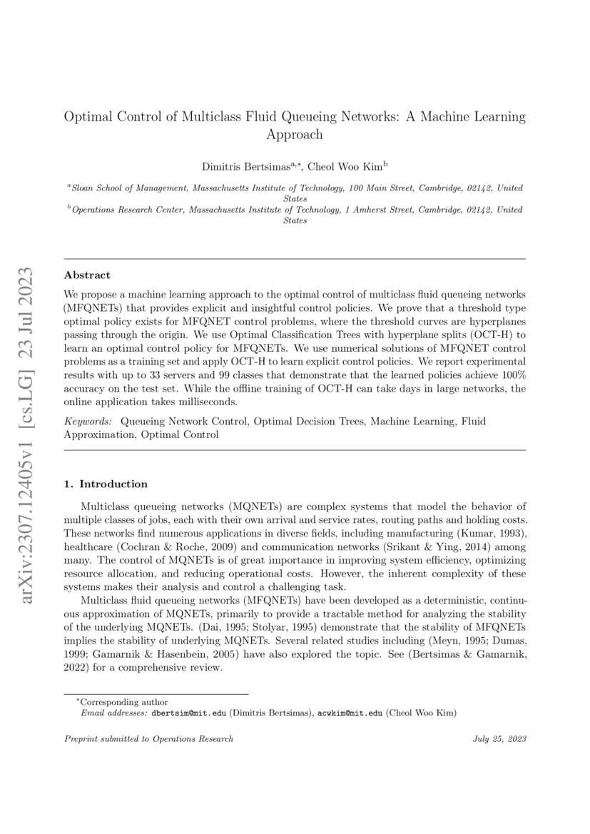 Optimal Control Of Multiclass Fluid Queueing Networks A Machine Learning Approach Deepai