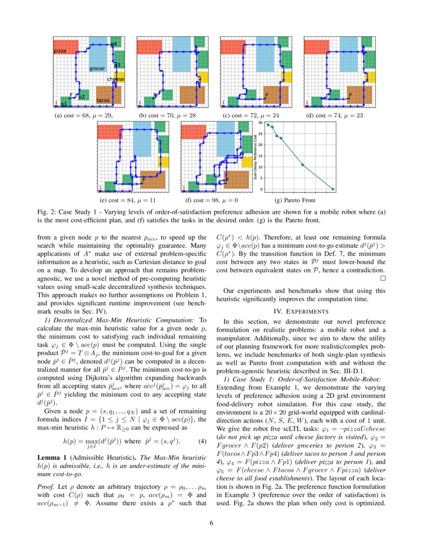 Optimal Cost-Preference Trade-off Planning with Multiple Temporal Tasks | DeepAI