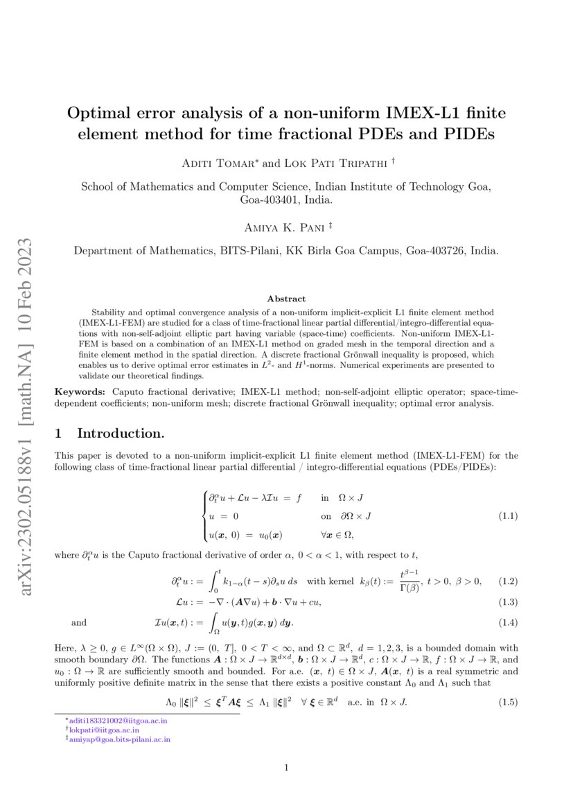 Optimal Error Analysis Of A Non Uniform Imex L1 Finite Element Method For Time Fractional Pdes