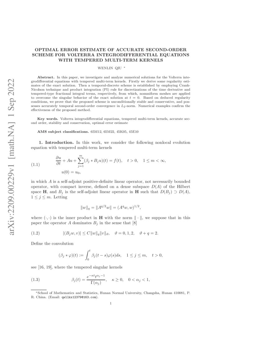 Optimal Error Estimate Of Accurate Second Order Scheme For Volterra