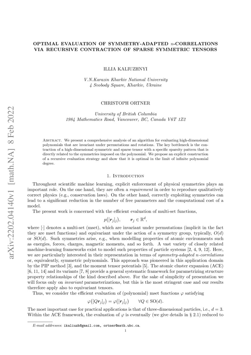 Optimal Evaluation Of Symmetry Adapted N Correlations Via Recursive Contraction Of Sparse