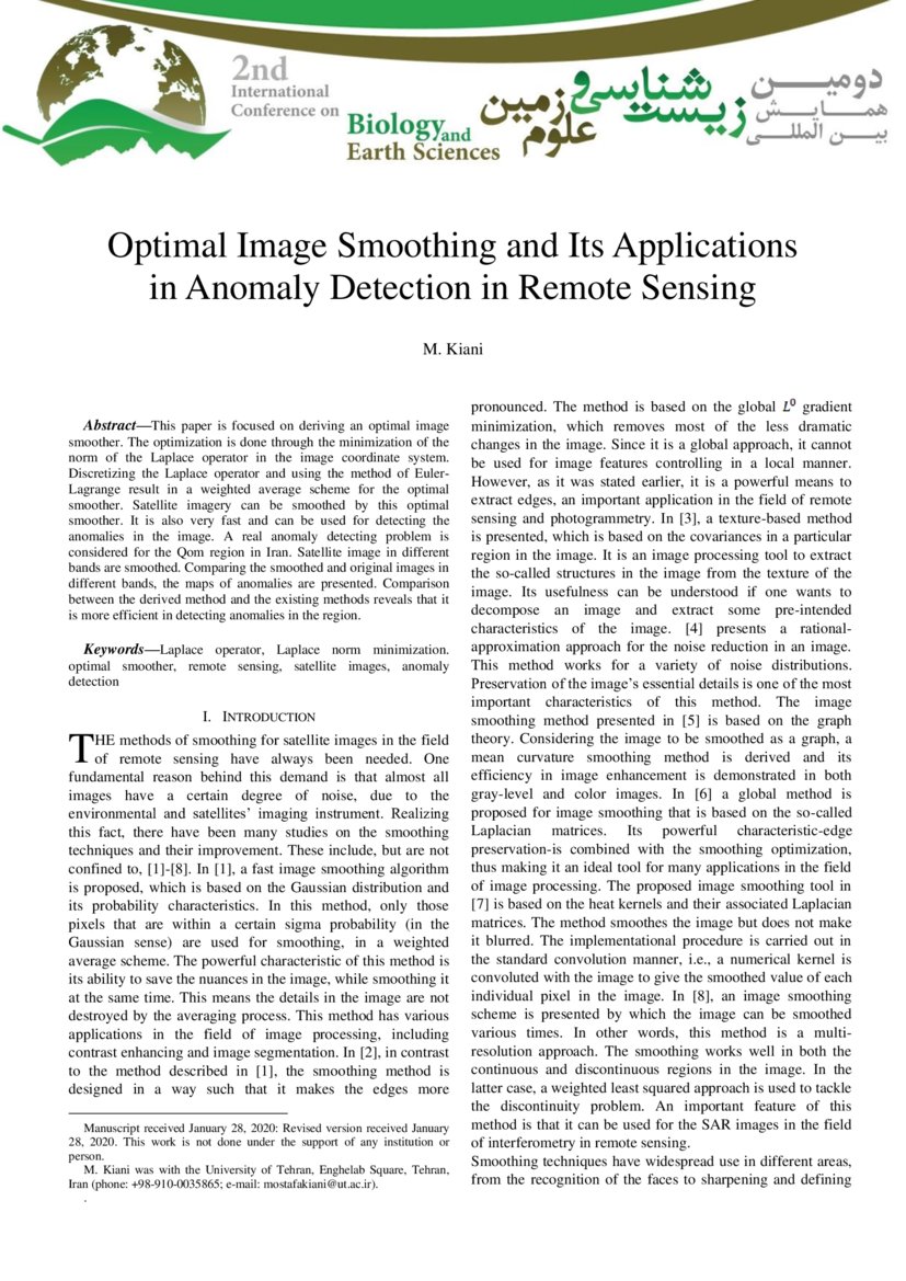 Optimal Image Smoothing And Its Applications In Anomaly Detection In