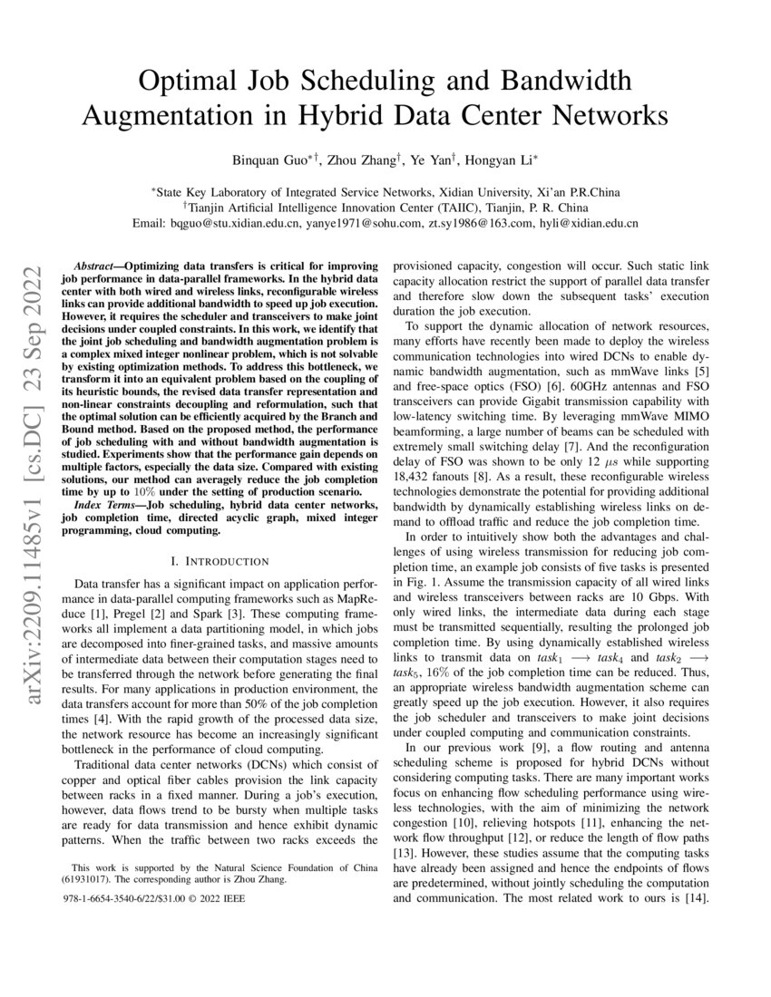 Optimal Job Scheduling And Bandwidth Augmentation In Hybrid Data Center Networks Deepai 