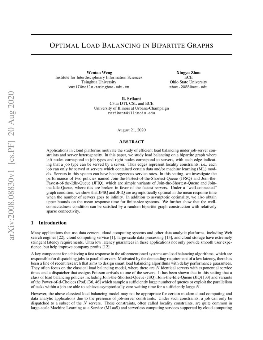 Optimal Load Balancing in Bipartite Graphs | DeepAI