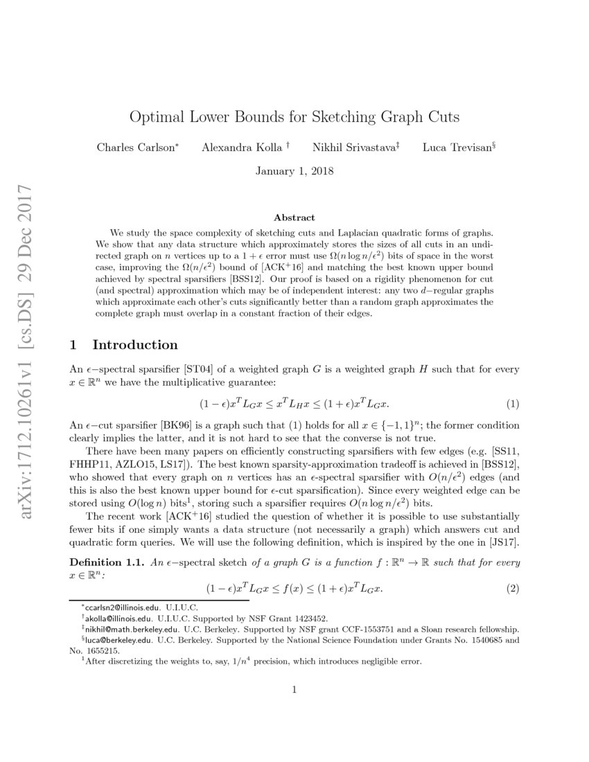 Optimal Lower Bounds for Sketching Graph Cuts | DeepAI