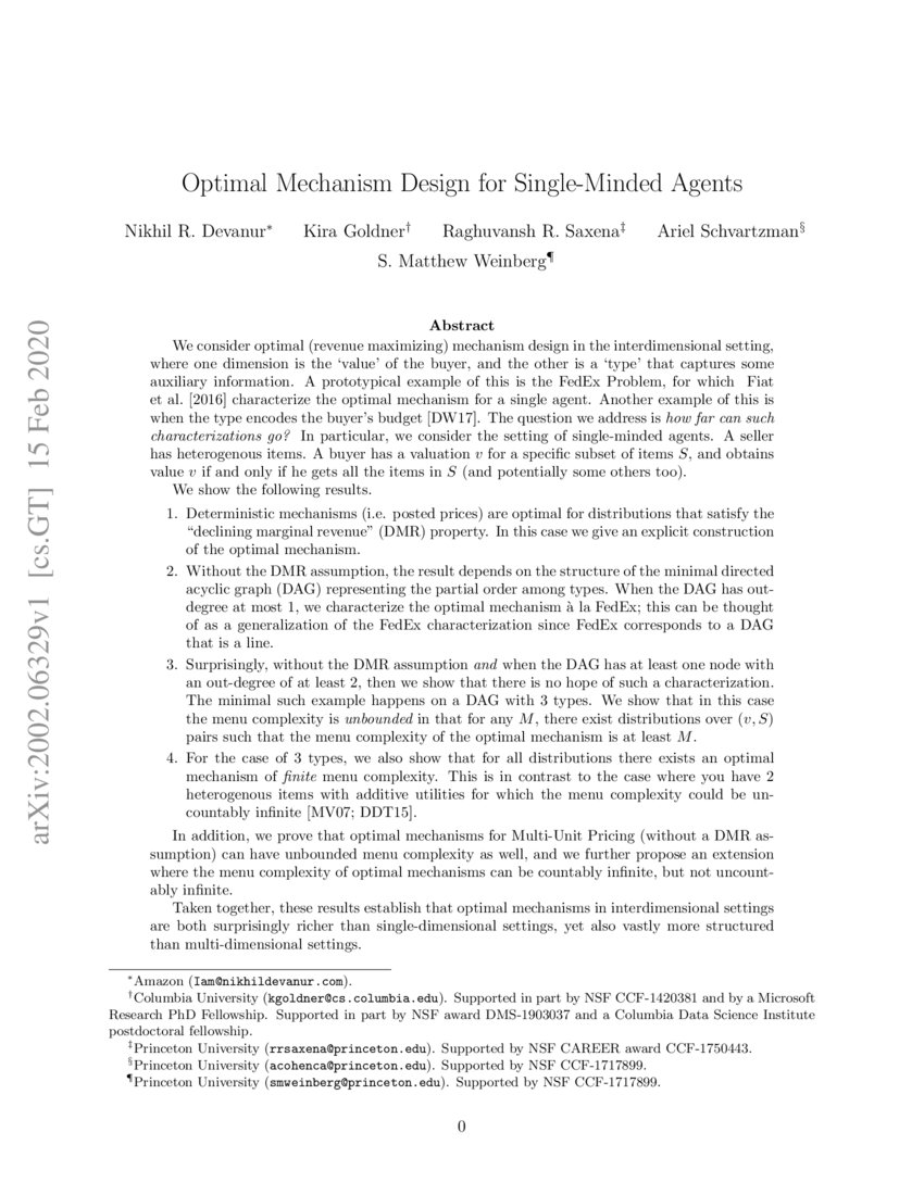 Optimal Mechanism Design for Single-Minded Agents | DeepAI