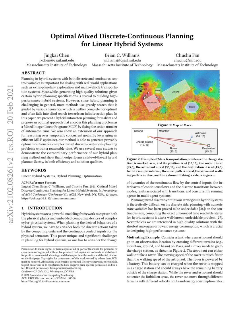 Optimal Mixed Discrete-Continuous Planning for Linear Hybrid Systems | DeepAI