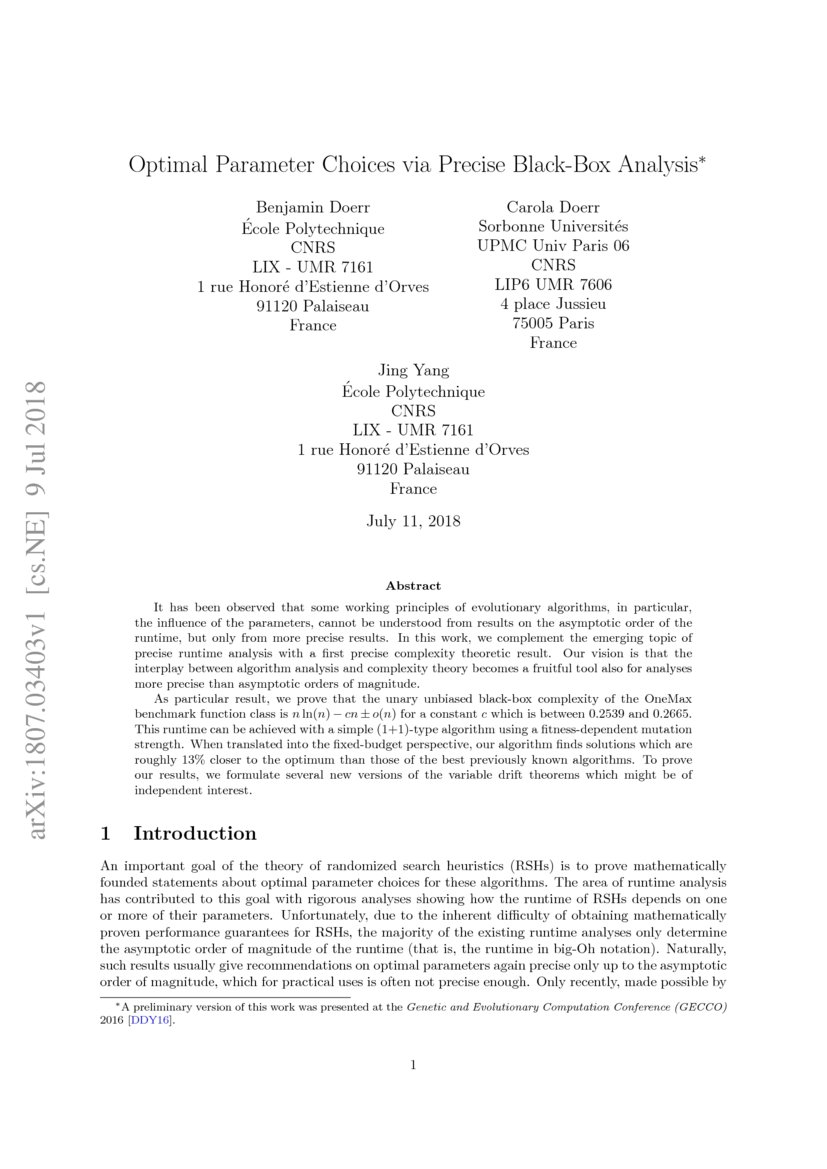 Optimal Parameter Choices via Precise Black-Box Analysis | DeepAI