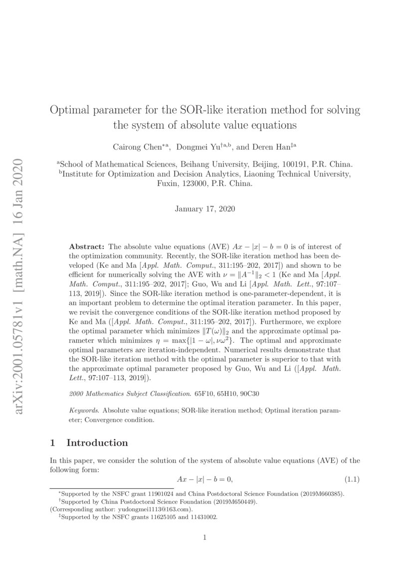 Optimal Parameter For The Sor Like Iteration Method For Solving The