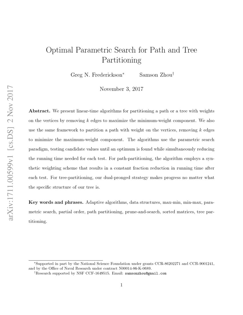 Optimal Parametric Search for Path and Tree Partitioning | DeepAI