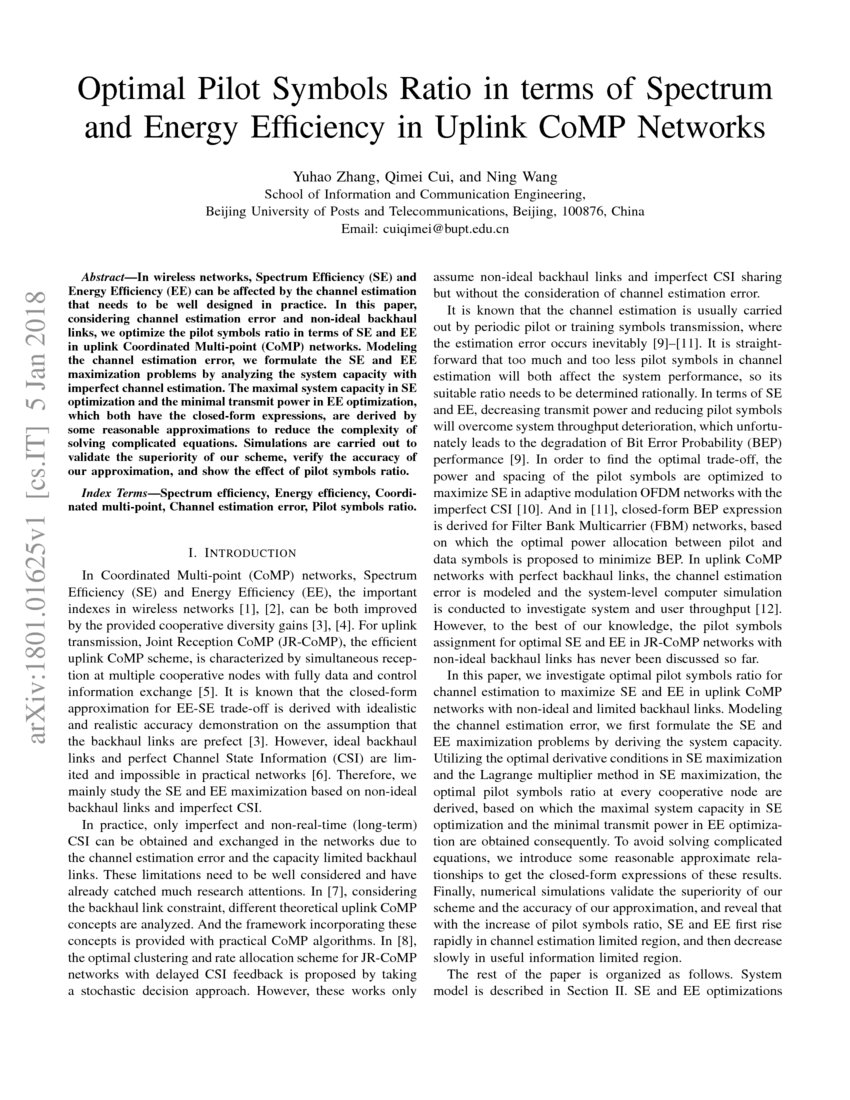 Optimal Pilot Symbols Ratio in terms of Spectrum and Energy Efficiency ...