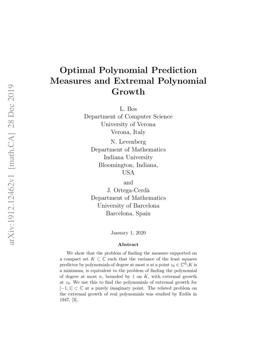 Optimal Polynomial Prediction Measures and Extremal Polynomial Growth | DeepAI