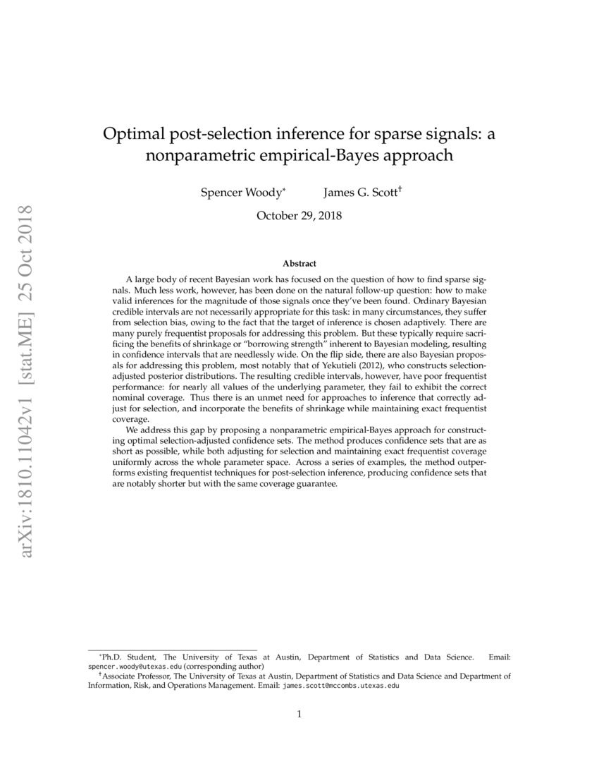 Optimal Post Selection Inference For Sparse Signals A Nonparametric Empirical Bayes Approach