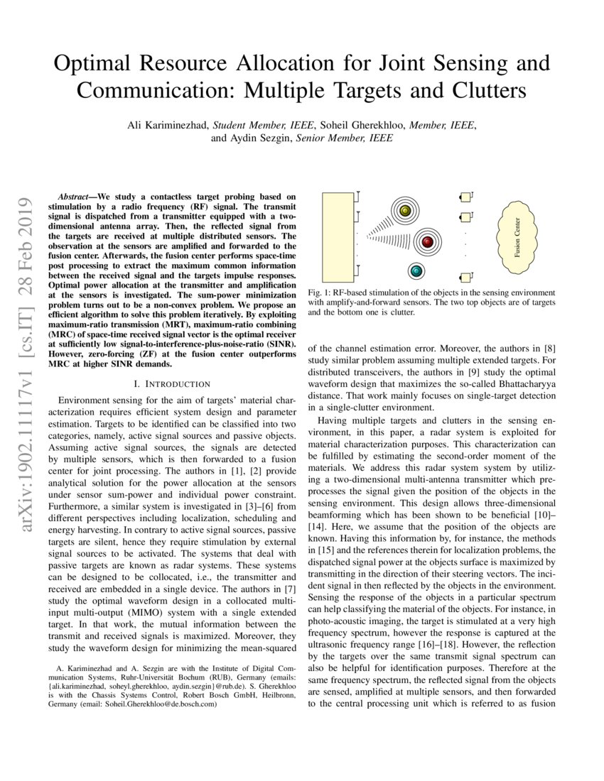 Optimal Resource Allocation For Joint Sensing And Communication