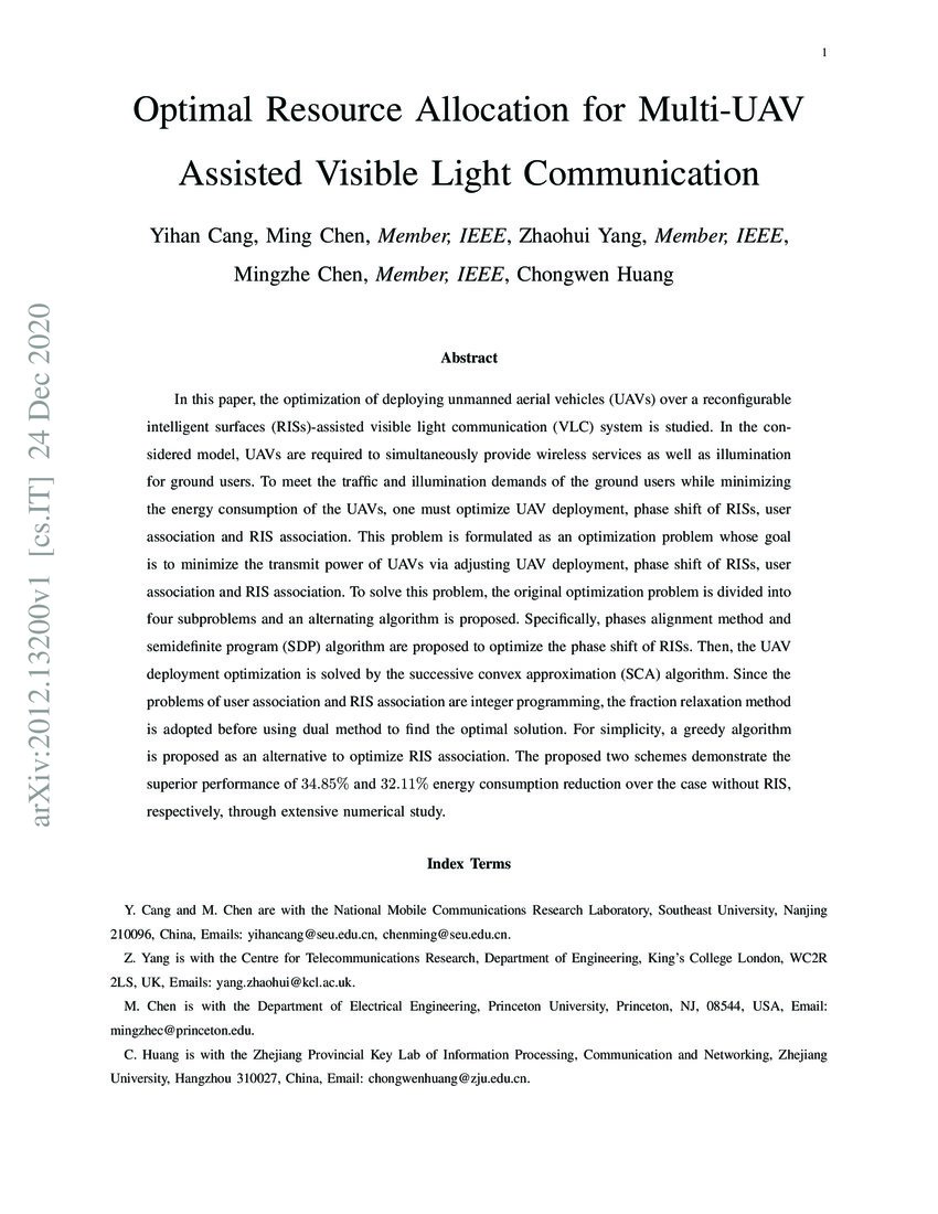 Optimal Resource Allocation for Multi-UAV Assisted Visible Light ... Optimal Resource Allocation for Multi-UAV Assisted Visible Light ...