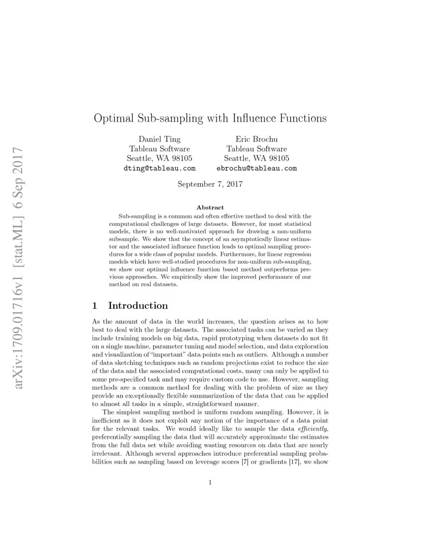 Optimal Sub-sampling with Influence Functions | DeepAI