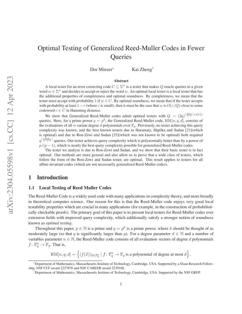 Optimal Testing Of Generalized Reed Muller Codes In Fewer Queries Deepai