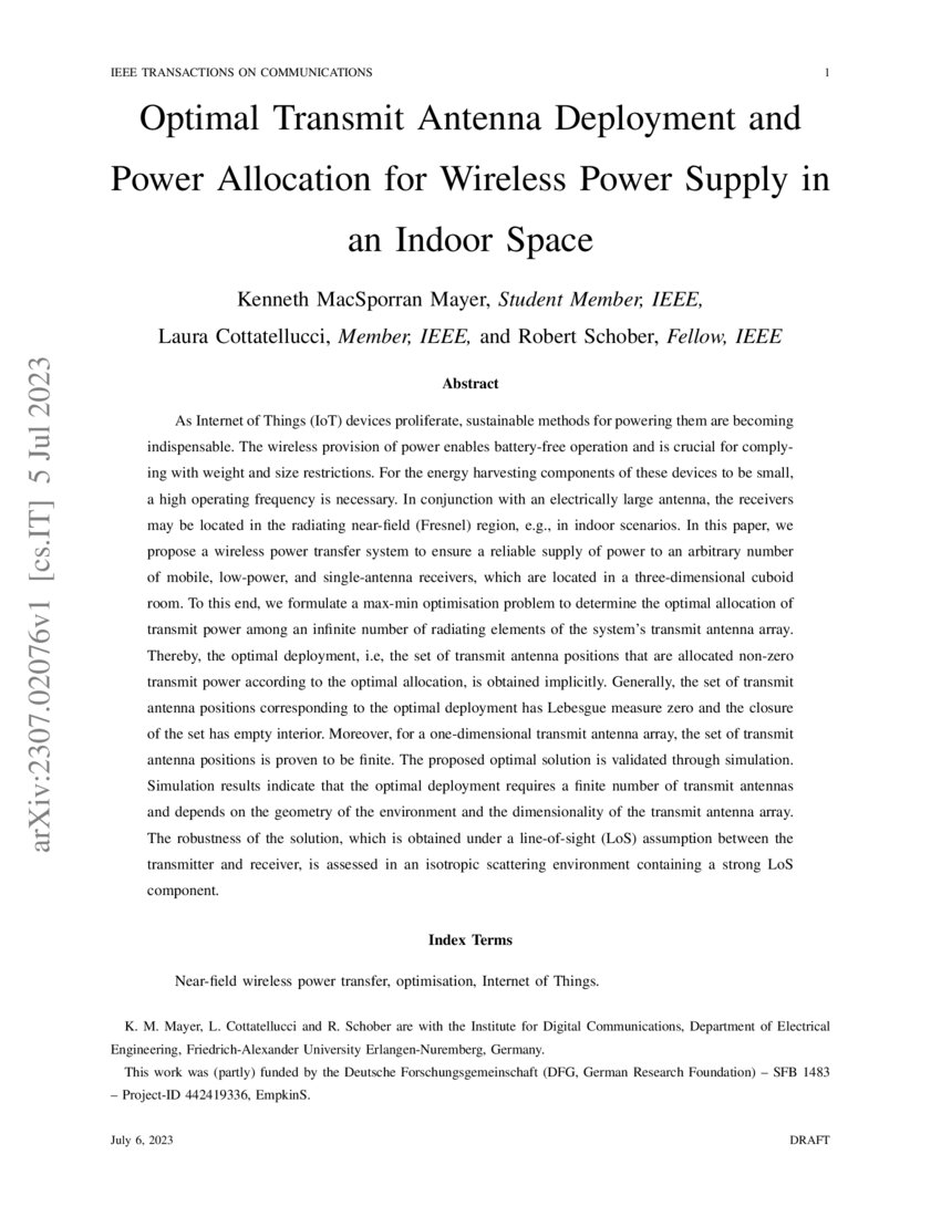 Optimal Transmit Antenna Deployment And Power Allocation For Wireless