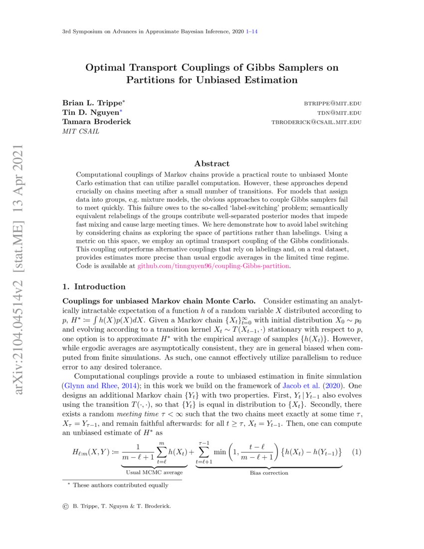 Optimal transport couplings of Gibbs samplers on partitions for ...