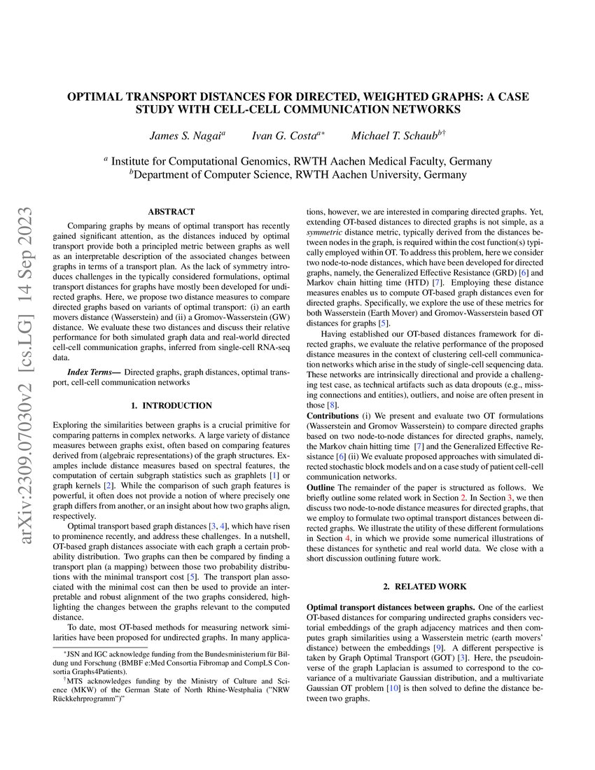 Optimal transport distances for directed, weighted graphs: a case study ...