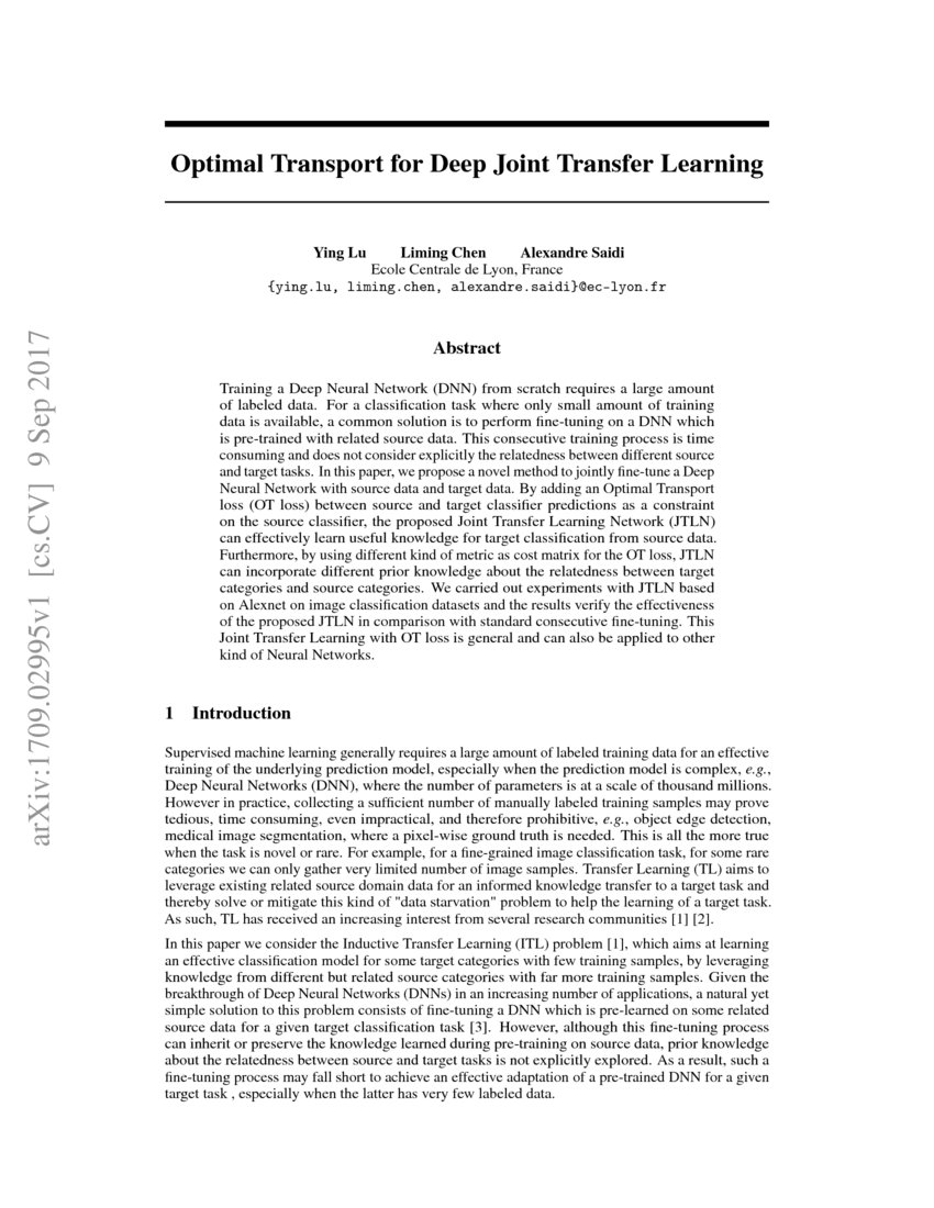 Optimal Transport for Deep Joint Transfer Learning | DeepAI Optimal Transport for Deep Joint Transfer Learning | DeepAI