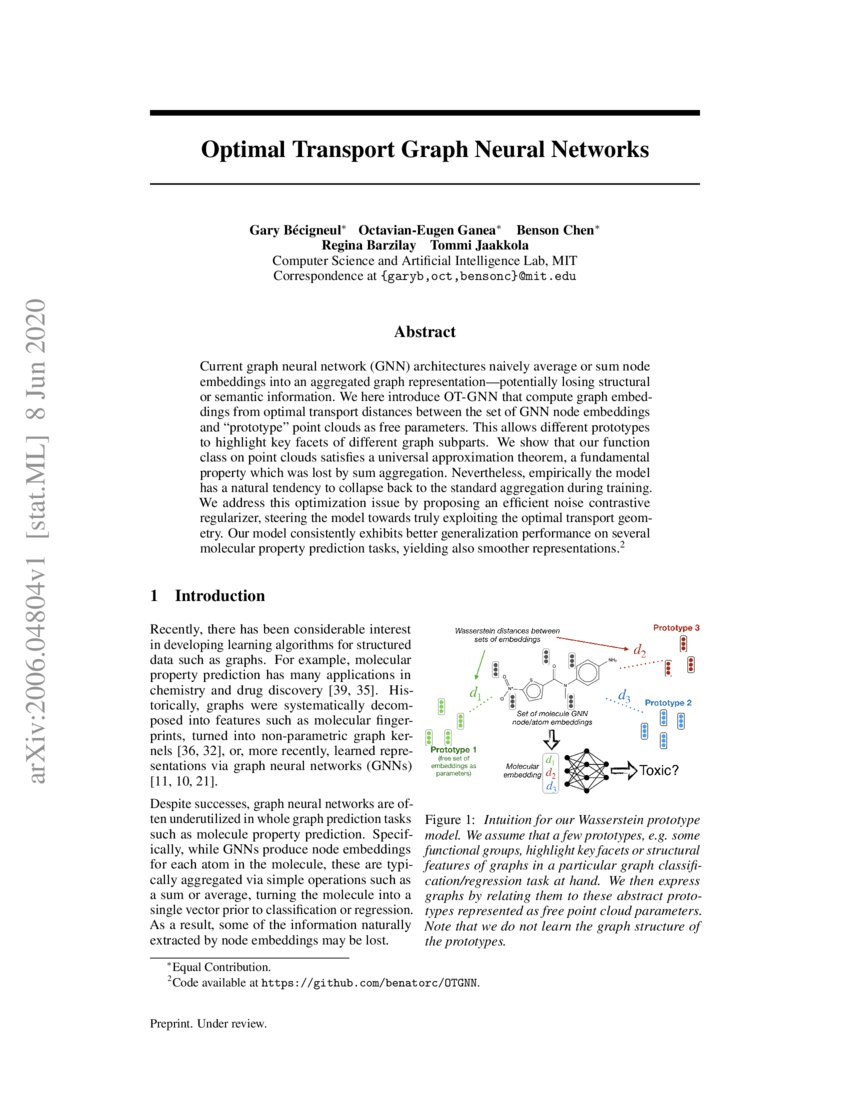 Optimal Transport Graph Neural Networks | DeepAI